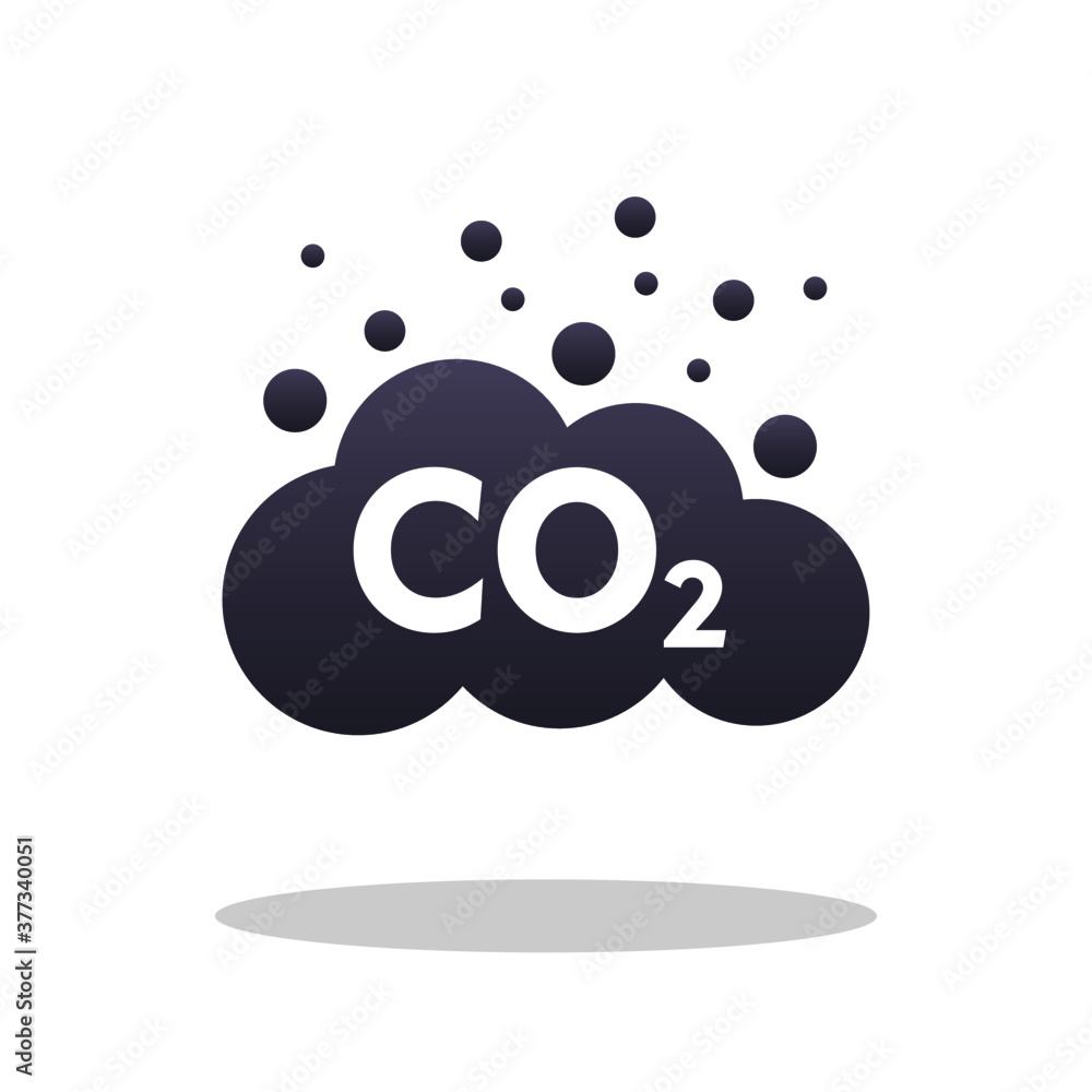 CO2 icon in trendy flat style. Carbon Dioxide emissions symbol for your ...