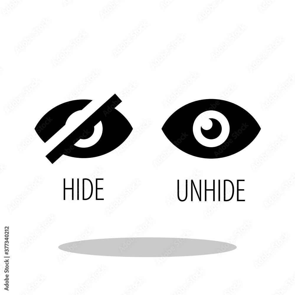 Hide and Unhide icon in trendy flat style. Eye with/without cross ...