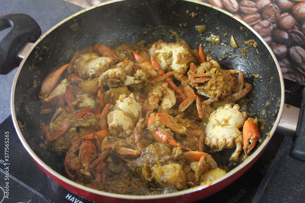 delicious crab curry preparation in indian style seafood in indian ...