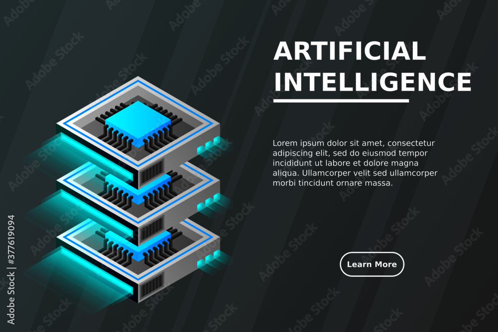 Quantum computer, large data processing, server room, artificial intelligence, data base concept ...
