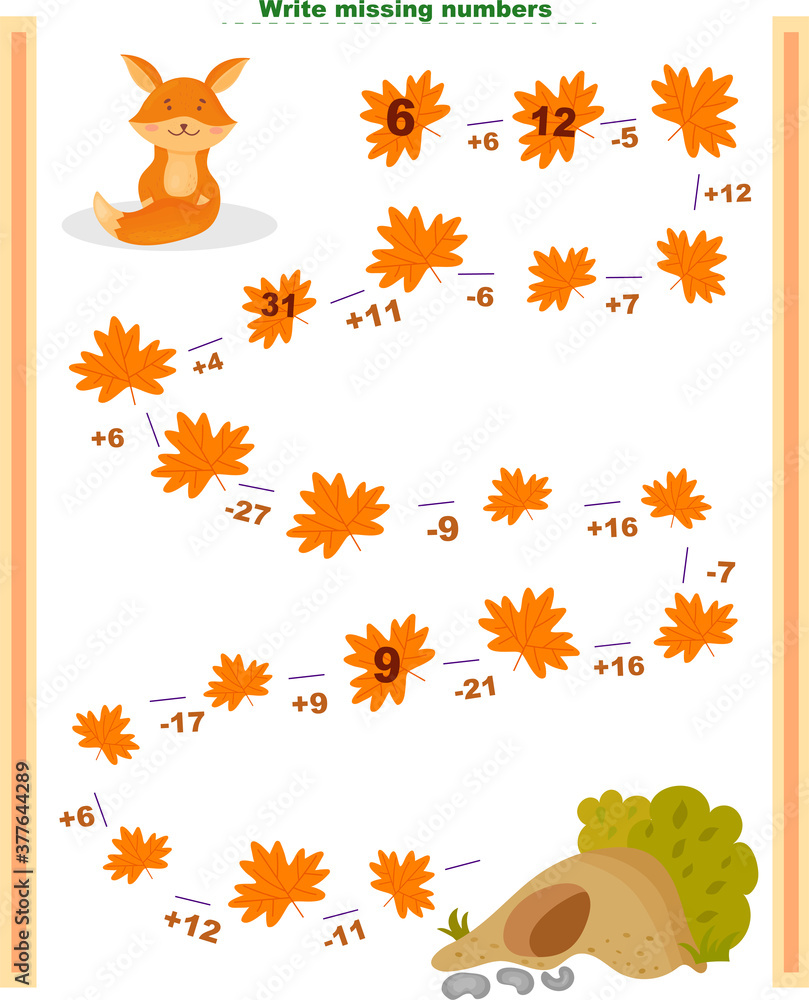 Math educational games for children. Fill in the line, fill in the ...