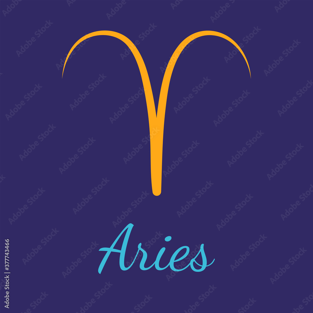 Aries vector zodiac icon. Astrological signs with name. Graphic element ...