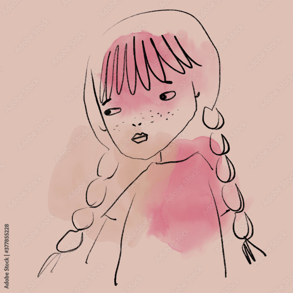 little girl cartoon, cute girl doodle Stock Illustration | Adobe Stock