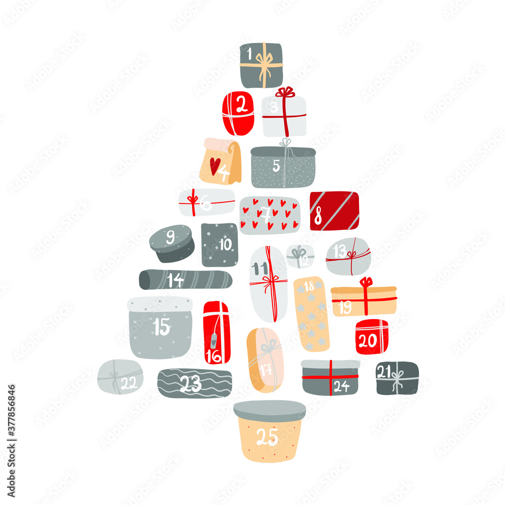 advent calender in christmas tree shape Stock Vector | Adobe Stock