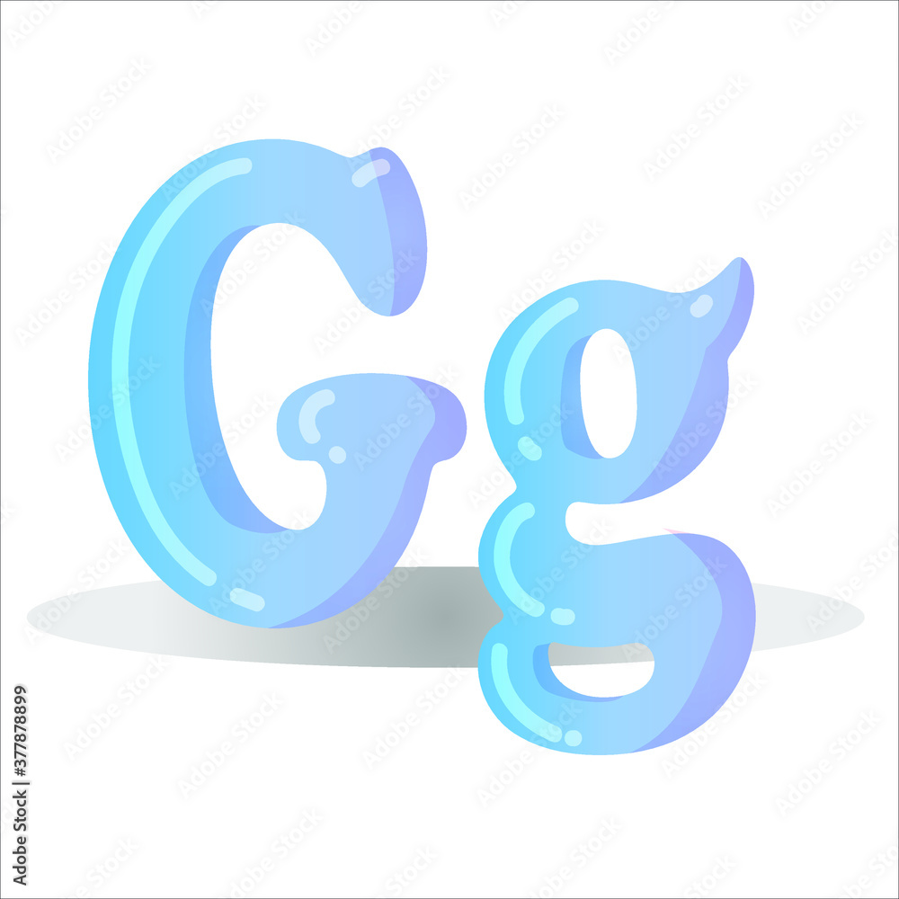 Vector de Stock Letter G blue color drawn in cartoon style. Children's ...