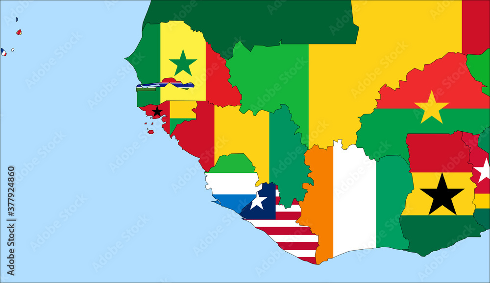 Center the map of Guinea. Vector maps showing Guinea and neighboring ...