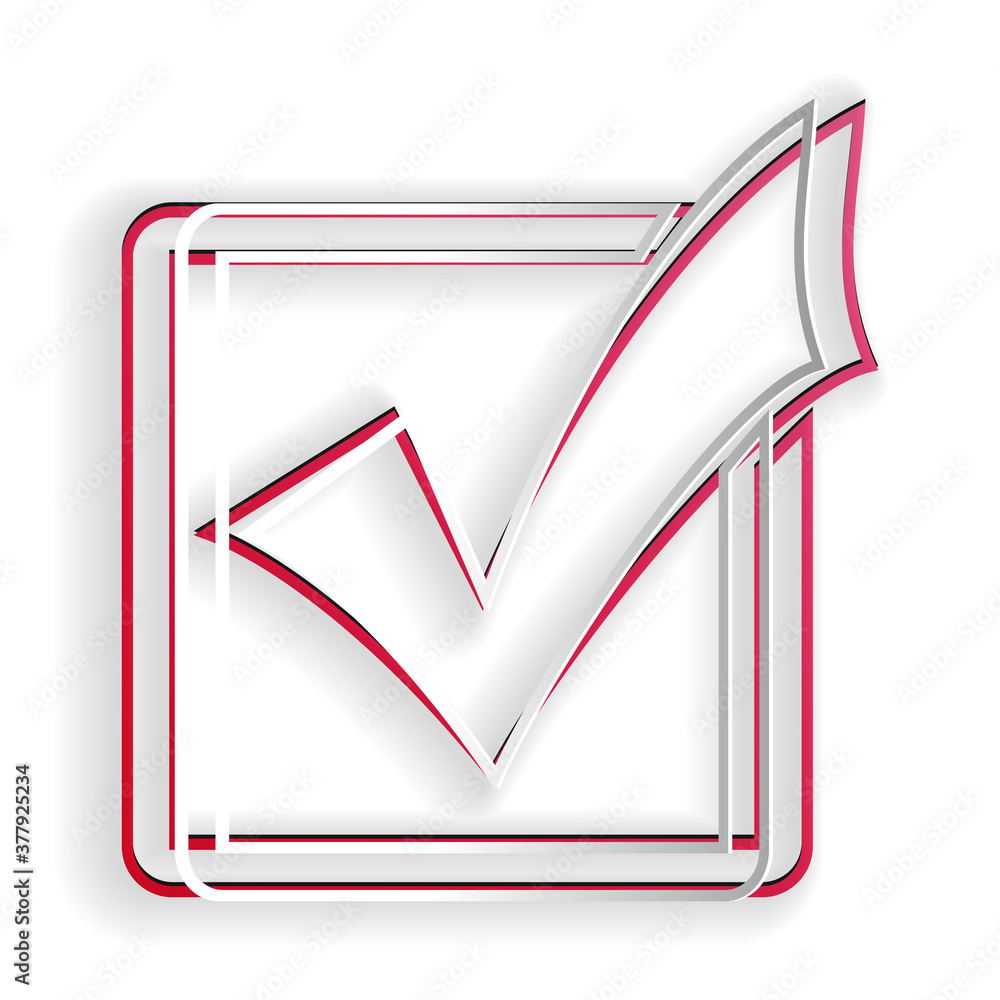 Paper cut Check mark in a box line icon isolated on white background ...