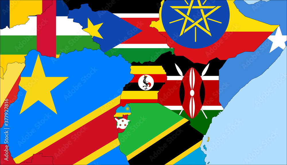 Stock-Vektorgrafik „Center the map of Uganda. Vector maps showing ...