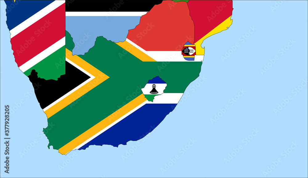 Center the map of Lesotho. Vector maps showing Lesotho and neighboring ...