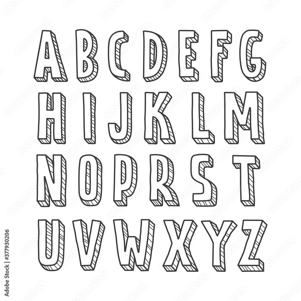 Handmade alphabet.Hand drawn font letters written with marker. Stock ...