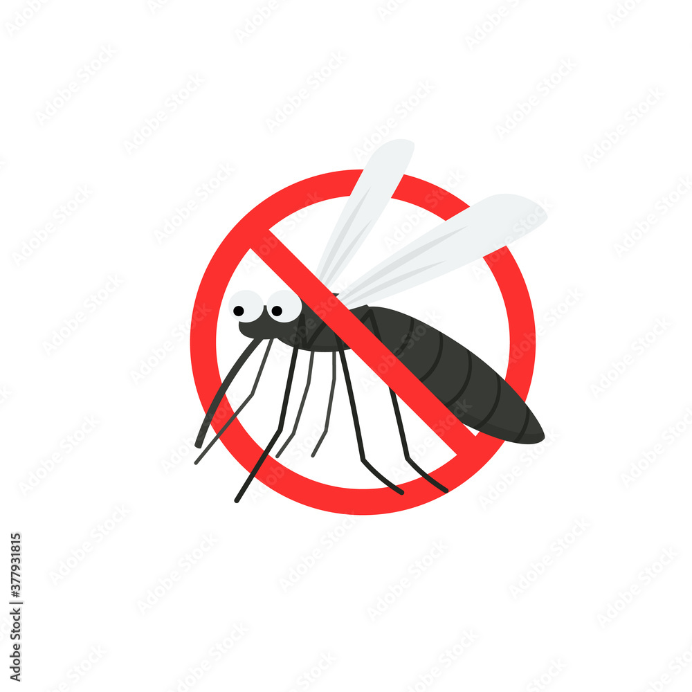 Malaria mosquito stop sign cartoon icon. Clipart image isolated on ...
