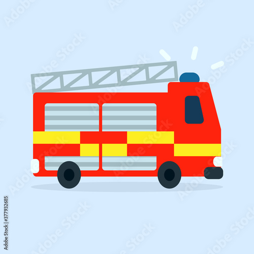 Fire engine UK cartoon icon. Clipart image isolated on white background ...