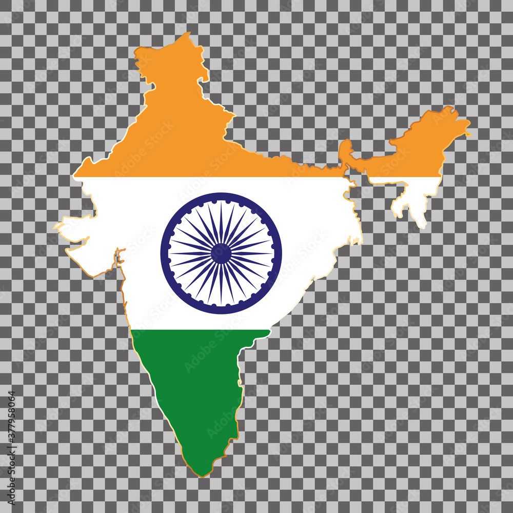 Vector de Stock vector flag map of India with gold frame isolated on ...