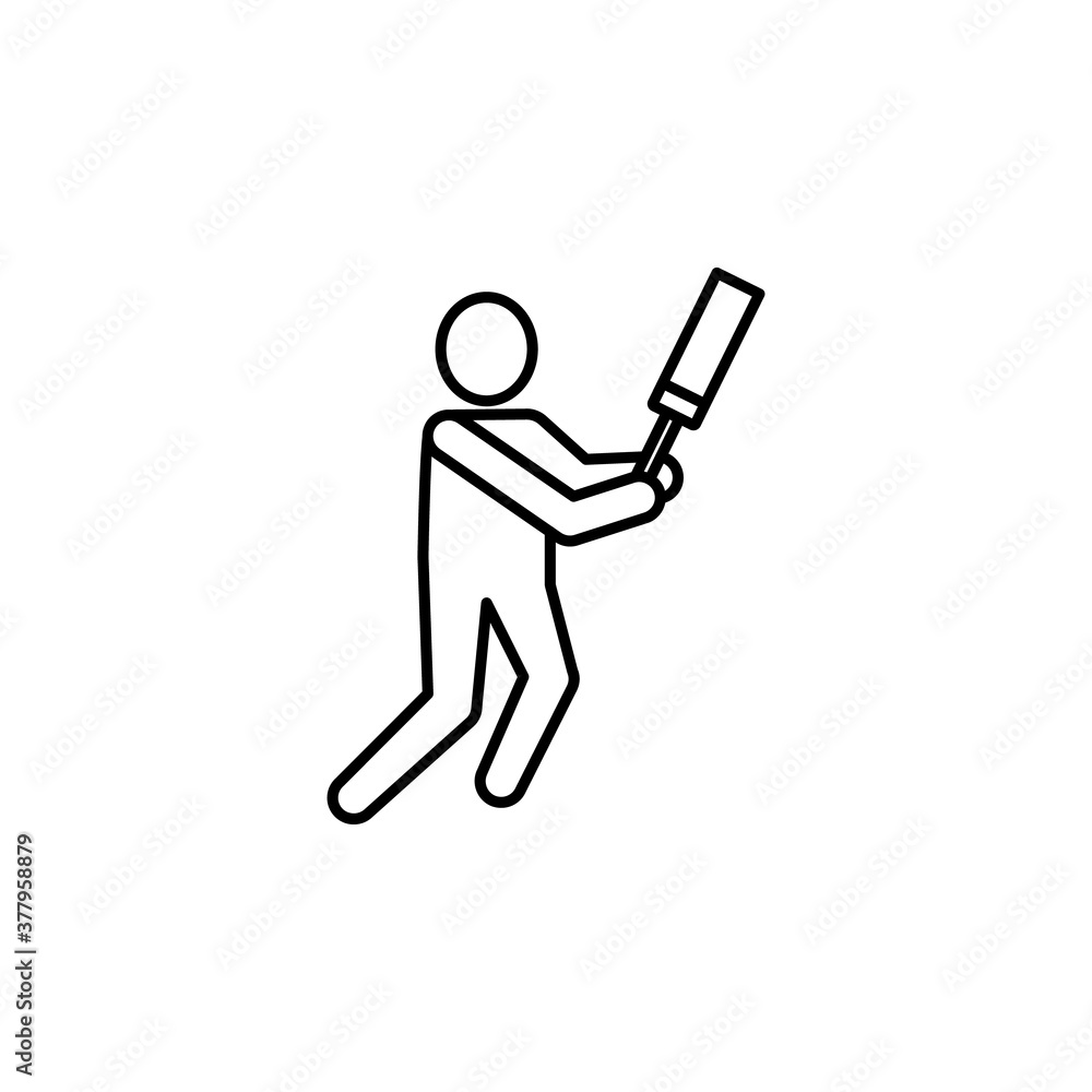 cricket, player line icon. Signs and symbols can be used for web, logo ...