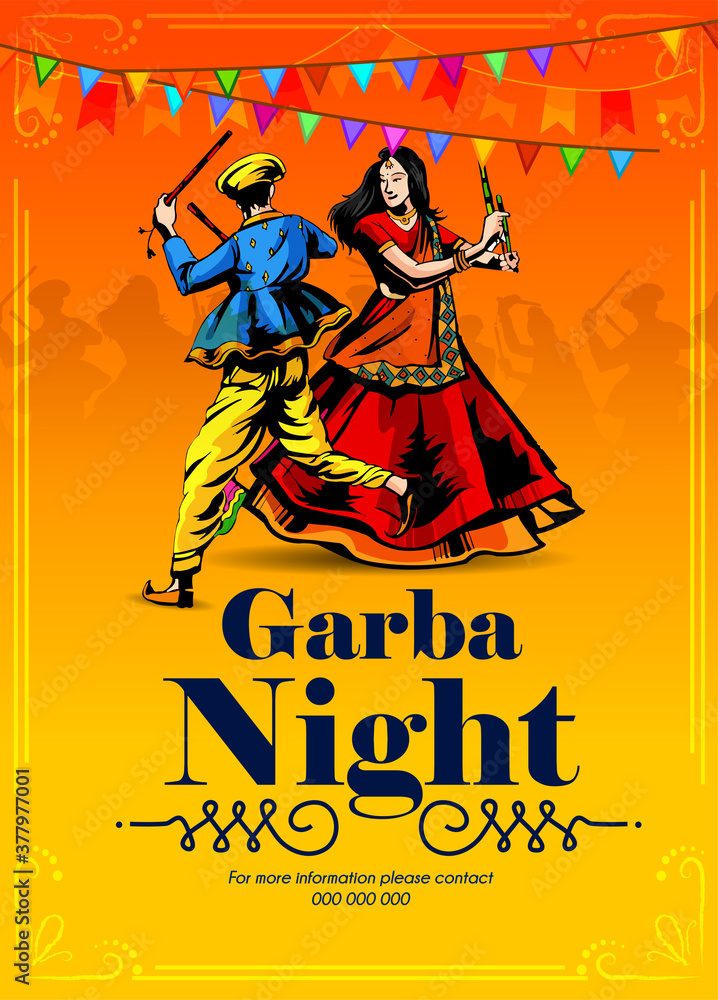 เวกเตอร์ Stock Vector design of Indian couple playing Garba in Dandiya ...
