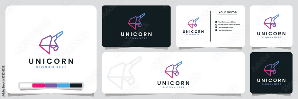 unicorn , technology , with line art style, logo design inspiration ...
