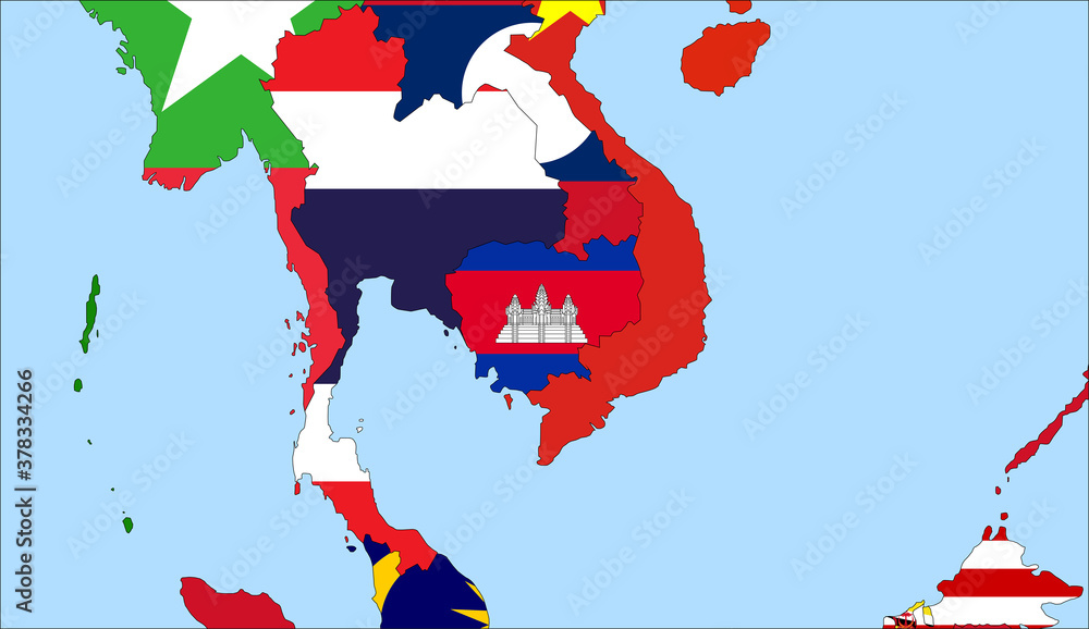 Center the map of Cambodia. Vector maps showing Cambodia and ...