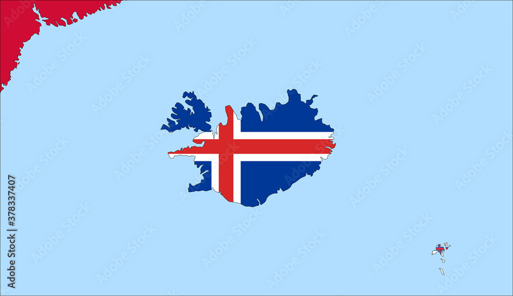 Center the map of Iceland. Vector maps showing Iceland and neighboring ...