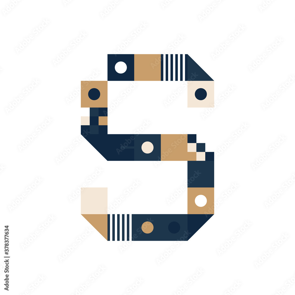 Vector Pixel Art Letter S. Colorful Letter Consist of Modules from ...