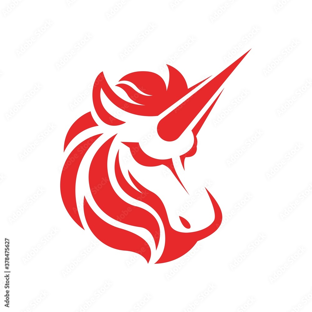 red unicorn logo. animal logo. logo gaming. vector illustration Stock ...