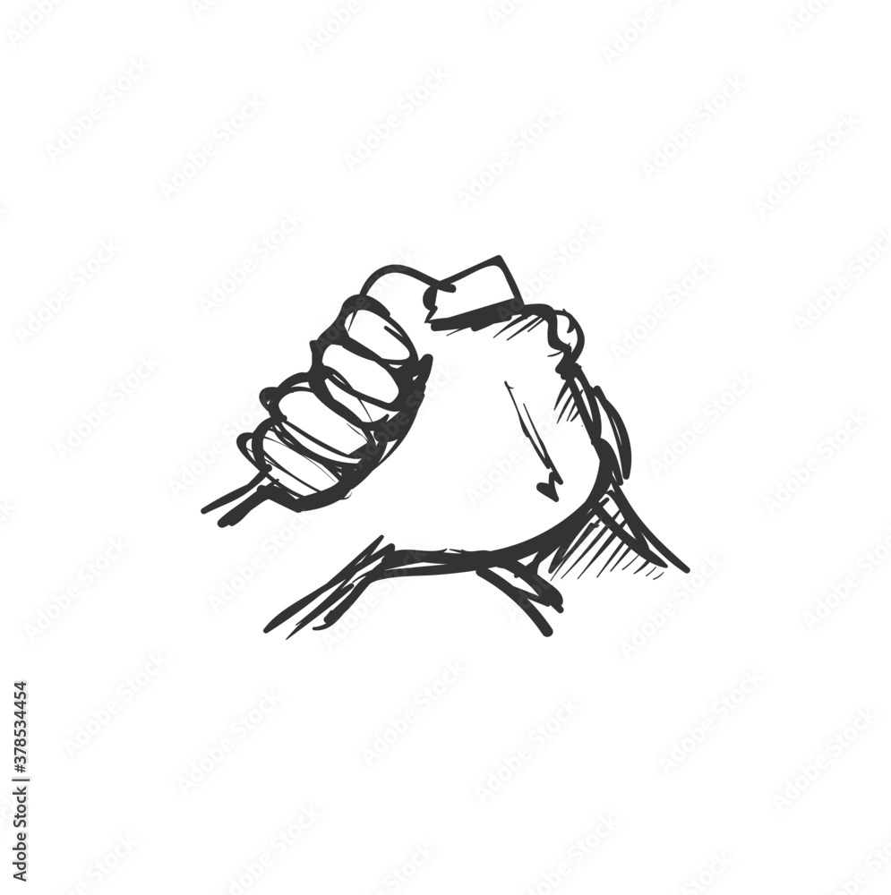 Friends support line icon. Two people have tight handshake. Outline ...