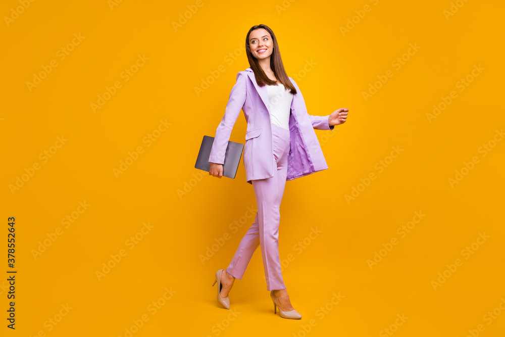 Full size profile photo of beautiful business ceo lady holding notebook ...