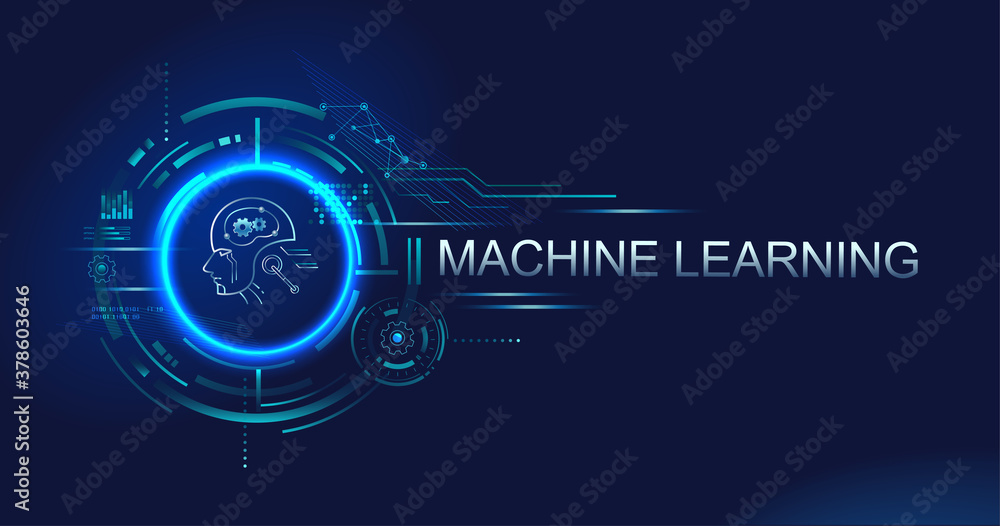 Machine learning banner logo for technology, Ai, big data, algorithm, neural network, deep ...