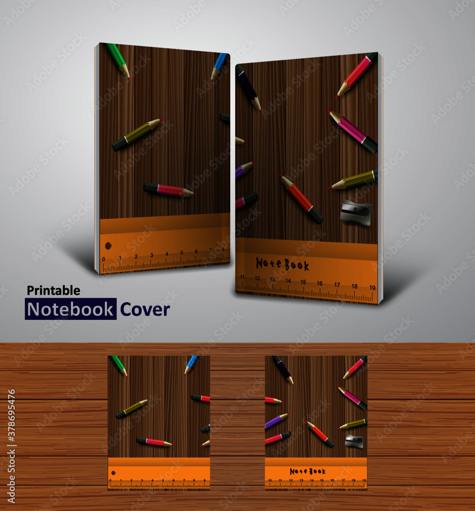 Back to school notebook cover designs with mockups, Ready to print CMYK ...