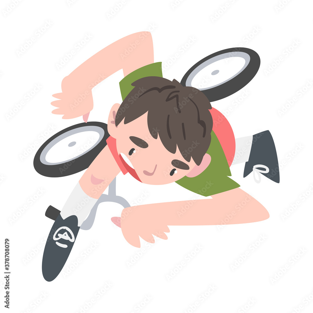 Cute Boy Falling Down from Bike, Traumatic Accident, Health Risk, Pain ...