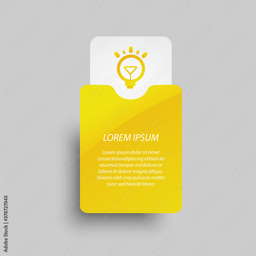 Yellow infographic and infochart with lamp icon for business, finances ...