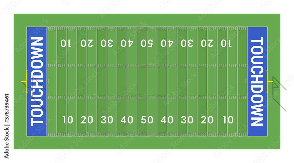American football field with goals. Top view. Stock Vector | Adobe Stock