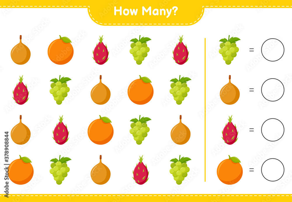 Counting game, how many fruits educational children game, printable ...