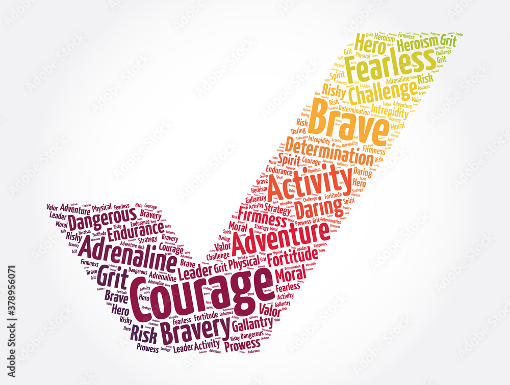 Courage check mark word cloud collage, concept background Stock Vector ...