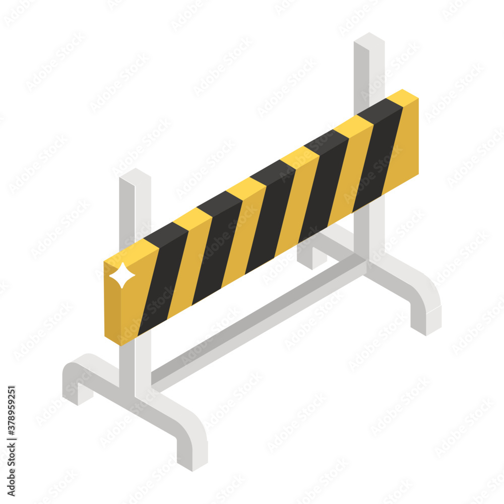 Under construction area, icon of barrier vector in isometric design ...
