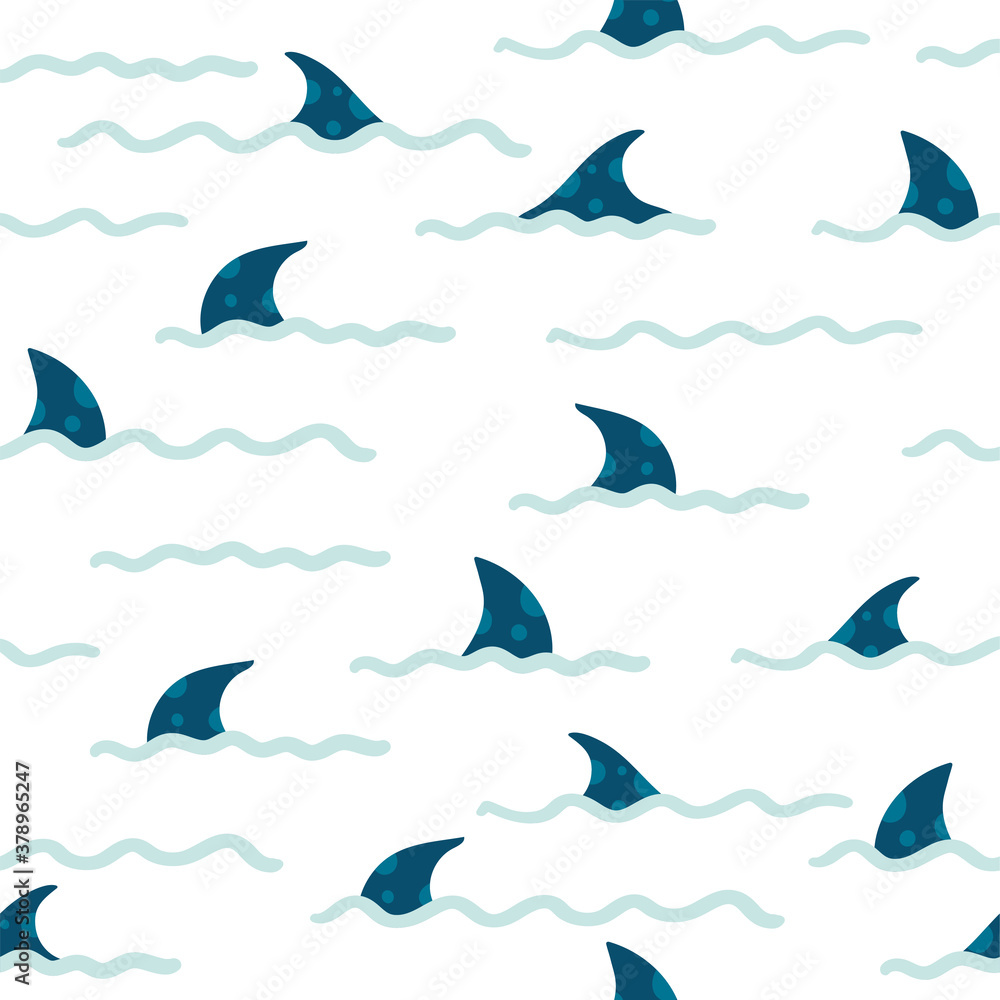 Стоковое векторное изображение «Seamless pattern with fins of sharks in ...