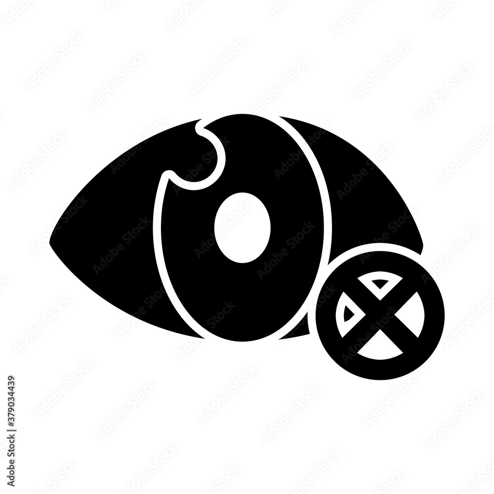 Blind symbol of an opened eye with forbidden sign, silhouette style ...