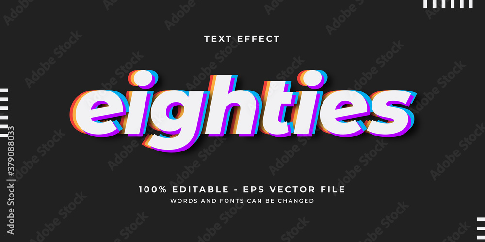 Eighties Text Effect Template Stock Vector | Adobe Stock