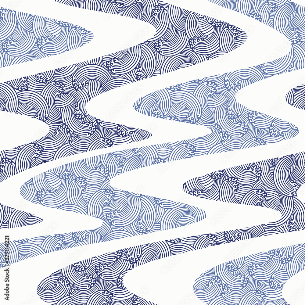 Ornament design of the wave Japanese style in seamlessness, Stock ...