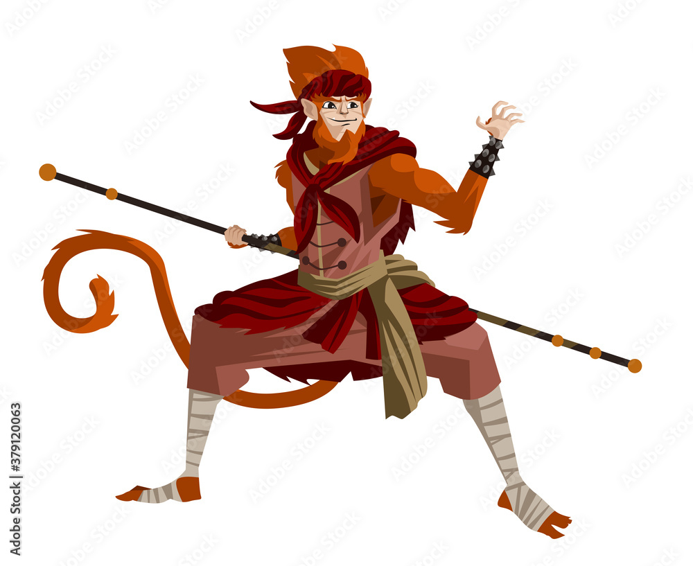 Sun Wukong the monkey king chinese mythology warrior tale Stock Vector ...