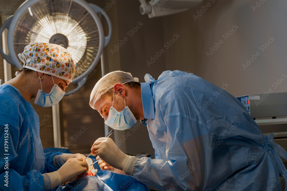Lipofilling surgery operation. 2 surgeon do plastic surgery named ...