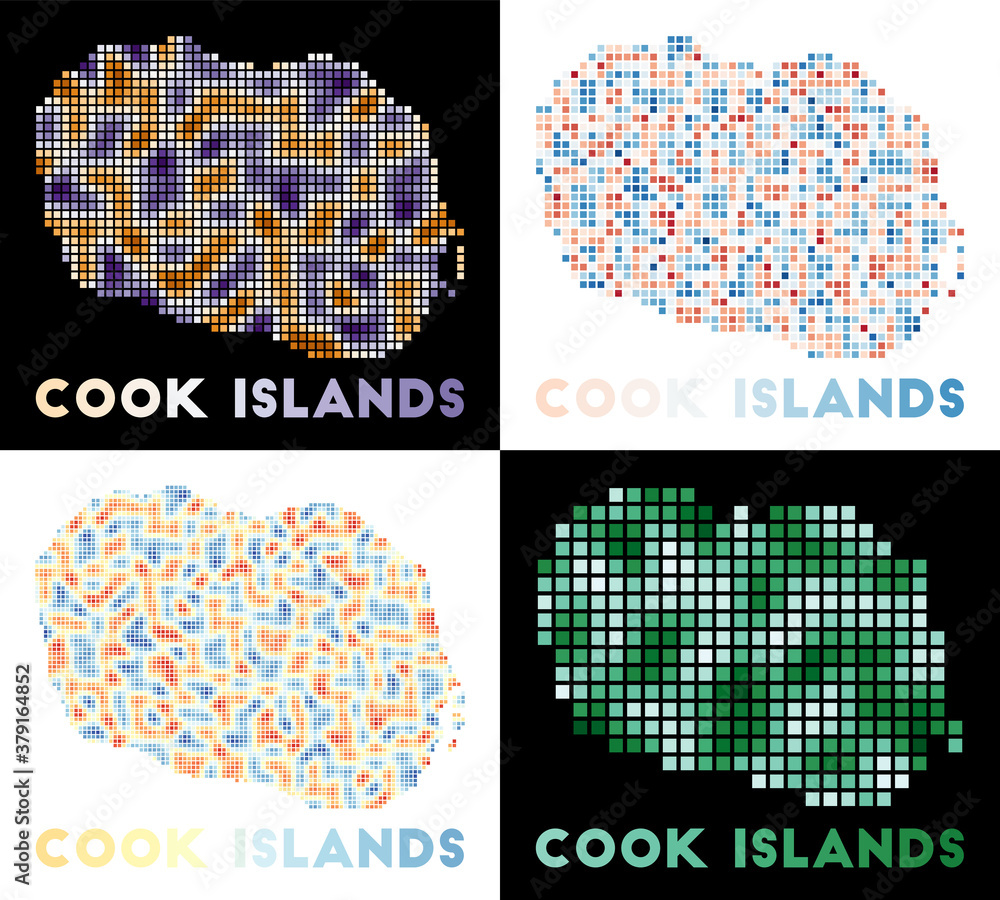 Cook Islands map. Collection of map of Cook Islands in dotted style ...