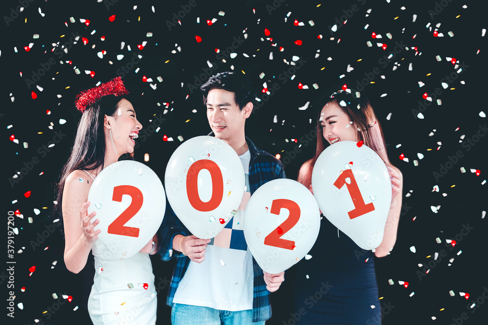 2021 Newyear party ,celebration party group of asian young people ...