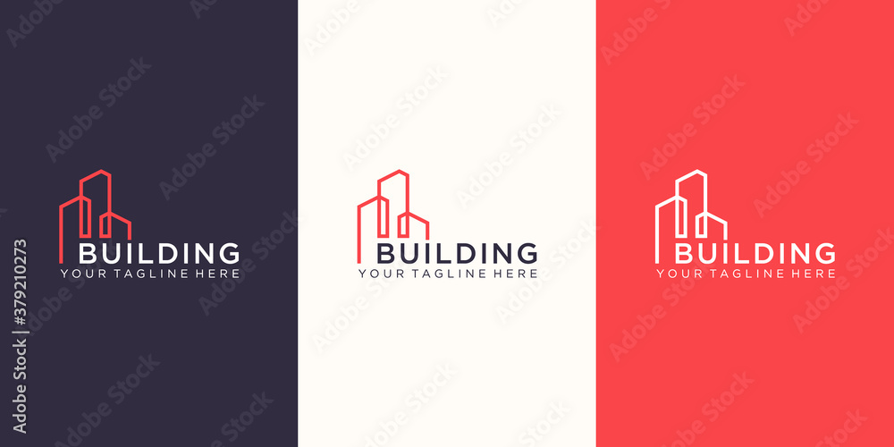 work mark building logo design with line concept. city building ...