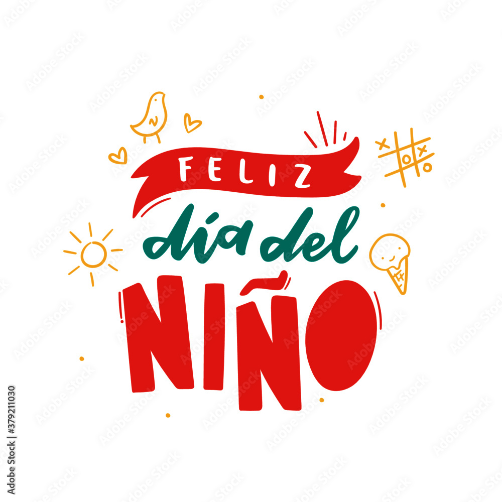 Vector de Stock Feliz Día del Nino. Happy Children's Day in Spanish ...