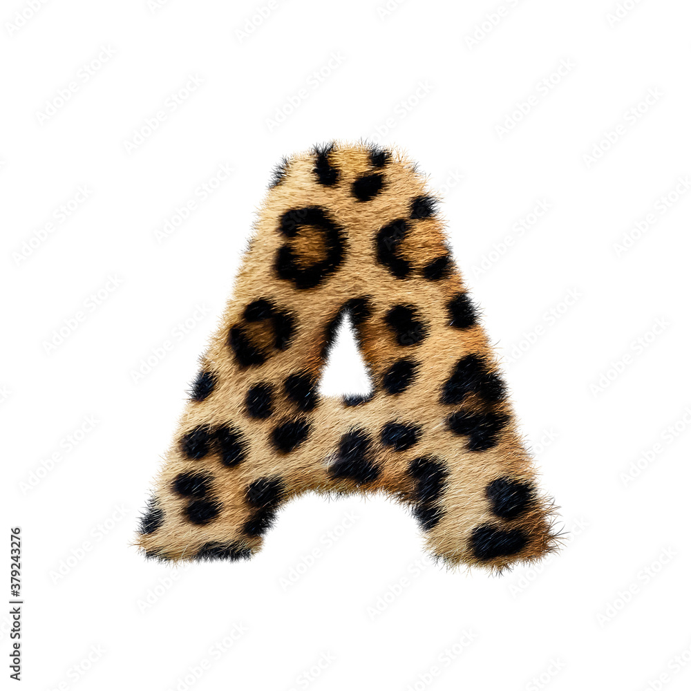 Leopard fur texture uppercase letter A on white background Stock ...