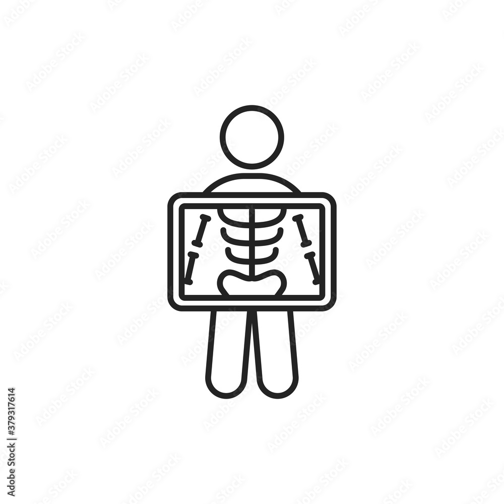 X-ray screening black line icon. Medical and scientific concept. Laboratory diagnostics ...