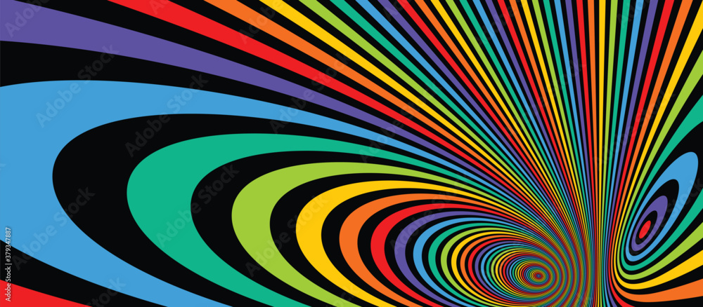 Colorful rainbow abstract vector lines psychedelic optical illusion ...