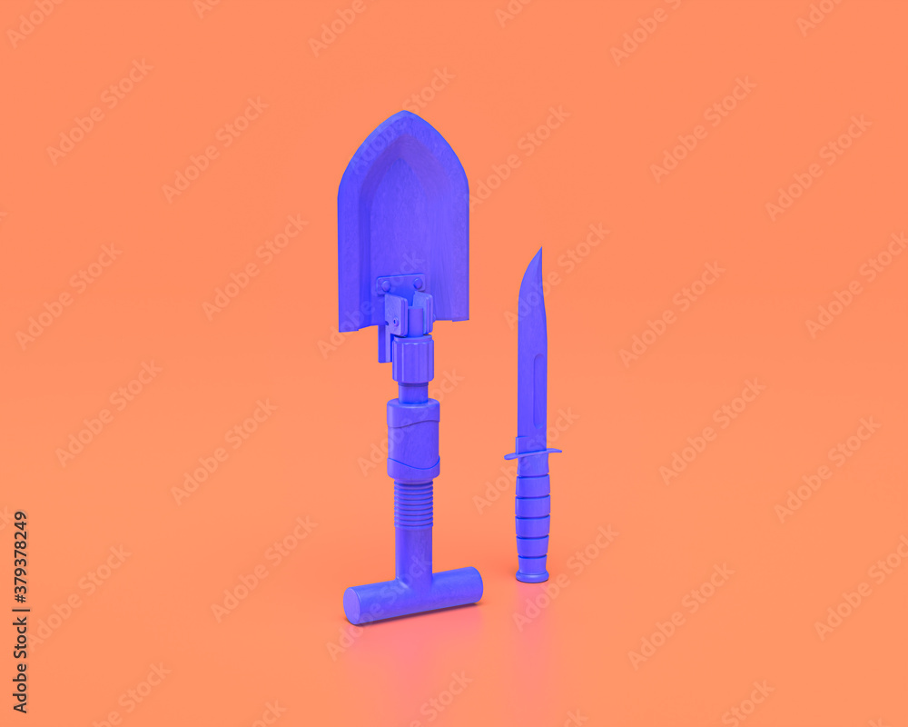 Plastic Weapon series, soldier shovel and commando knife, Indigo blue ...