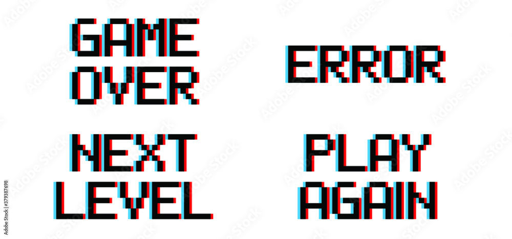 Image vectorielle Stock Slogan Game over, Error, Next lever Play again ...