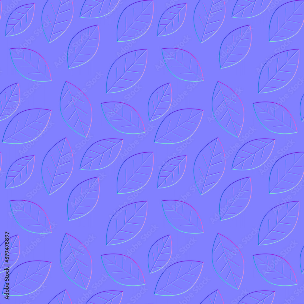 Ilustración de Stock normal map of leaves, repetitive plant pattern ...